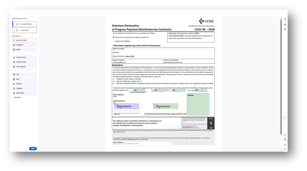 Executing CCDC 9A and 9B Forms (Statutory Declarations) – SignaSur Support